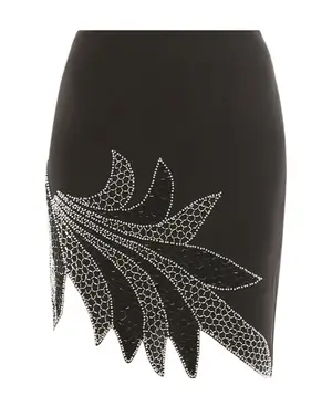 ROTATE BY BIRGER CHRISTENSEN Asymmetric Embellished Mini Skirt - Black