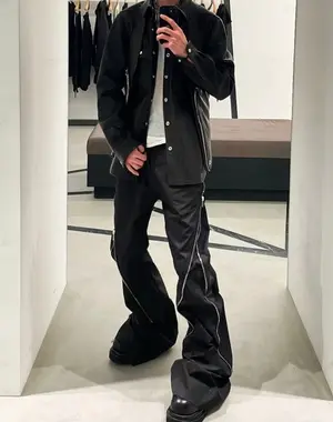 Rick Owens Bolan Banana Flared Trousers With Zipper Detail - Black