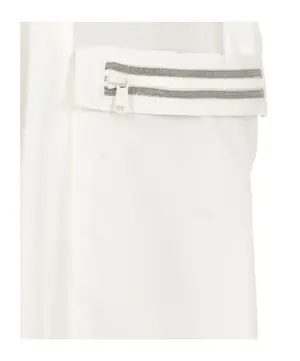 Brunello Cucinelli Cargo Pants With Monili Chain Detail - White