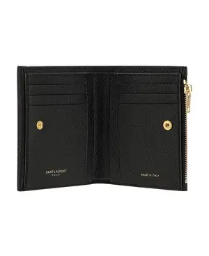 Saint Laurent Uptown Logo Flap Wallet - Black