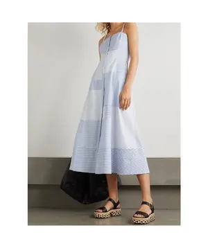 Gabriela Hearst Patchwork Stripe Suspender Dress