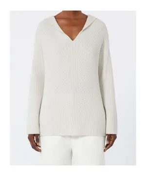 Max Mara Falcone Ribbed Hoodie - White