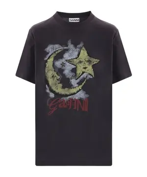 GANNI Ganni Moonlight Print Crewneck T-shirt No