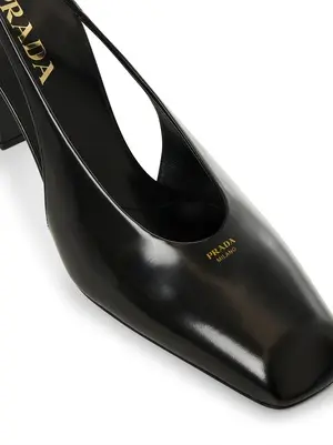 Prada Square Toe Slingback Pumps - Black