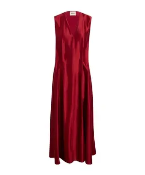Khaite V-neck A-line Maxi Dress - Red