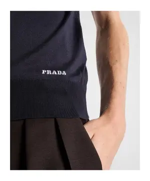 Prada Short Sleeved Ribbed Hem Polo Shirt