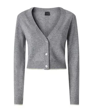 Pinko Cropped V-neck Cardigan With Button Closure - Gray