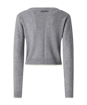 Pinko Cropped V-neck Cardigan With Button Closure - Gray