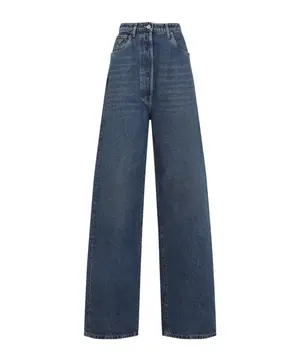 Prada Logo Plaque Balloon Jeans - Blue