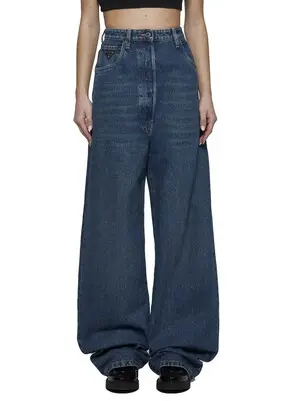 Prada Logo Plaque Balloon Jeans - Blue