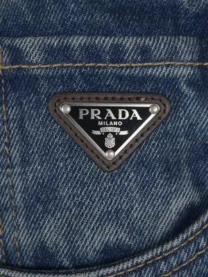 Prada Logo Plaque Balloon Jeans - Blue