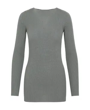 Rick Owens Ribbed Crewneck Long Sleeve T-shirt - Gray