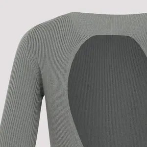 Rick Owens Ribbed Crewneck Long Sleeve T-shirt - Gray