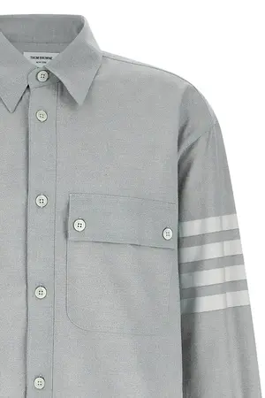 Thom Browne 4-bar Flannel Shirt - Medium Grey