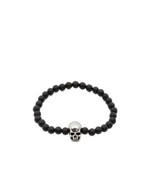 Alexander McQueen Skull Charm Bead Bracelet - Black