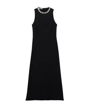 Prada Embellished Sleeveless Midi Dress - Black
