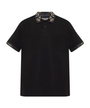 Versace Baroque Collar Polo Shirt - Black