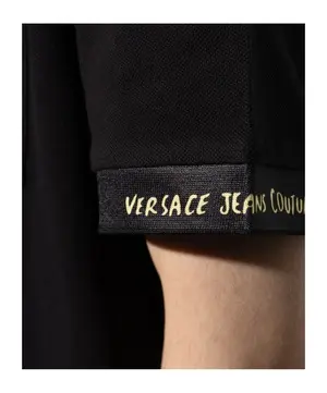 Versace Baroque Collar Polo Shirt - Black
