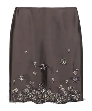 Prada Embellished Raw-cut Hem Midi Skirt - Grey