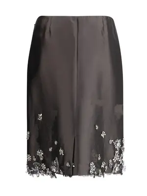 Prada Embellished Raw-cut Hem Midi Skirt - Grey