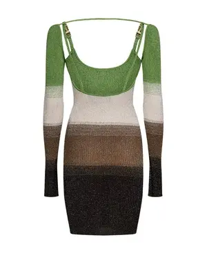 Gcds Knitted Striped Mini Dress