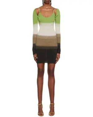 Gcds Knitted Striped Mini Dress