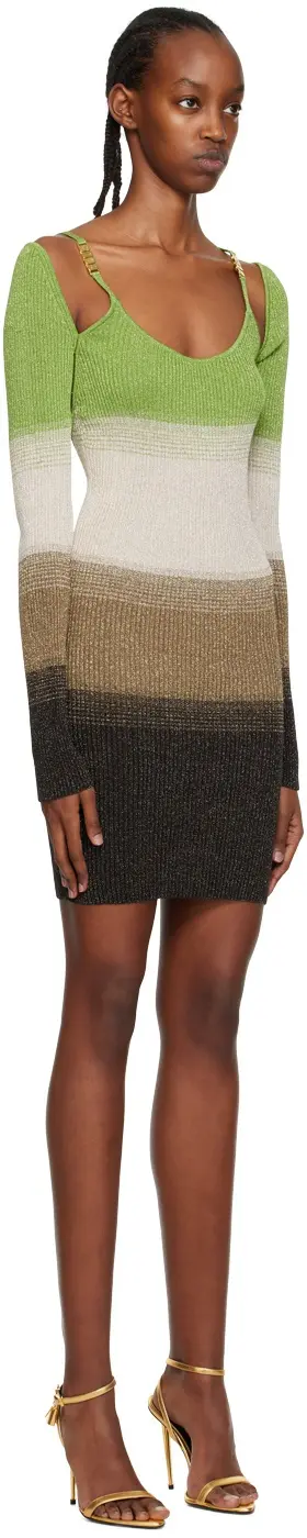 Gcds Knitted Striped Mini Dress