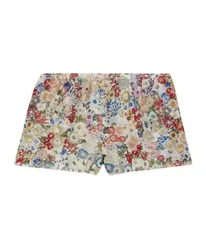 Khaite Tilly Printed Silk Chiffon Shorts - Beige