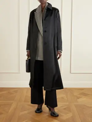 Dries Van Noten Cotton Blend Satin Coat - Black