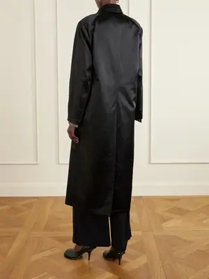 Dries Van Noten Cotton Blend Satin Coat - Black
