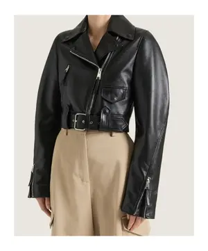 Givenchy Cropped Cocoon Biker Jacket In Leather