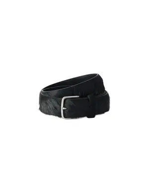 THE ROW Calf Hair And Leather Belt With Silver-tone Buckle - Black