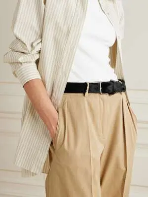 THE ROW Calf Hair And Leather Belt With Silver-tone Buckle - Black