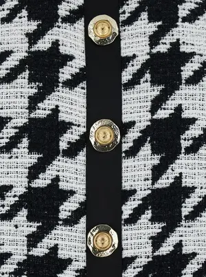 Balmain Houndstooth Button-detailed Mini Dress