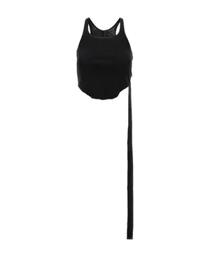 Rick Owens Asymmetrical Organic Cotton Cropped Top - Black