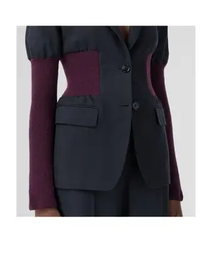 Burberry Fitted Wool-paneled Jacket