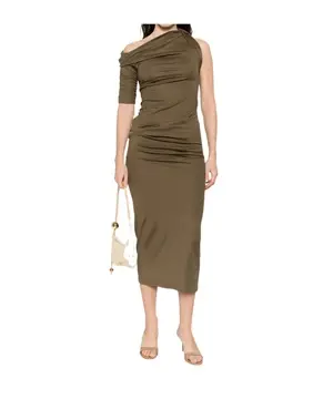 Jacquemus Draped Midi Dress With Pleated Detail