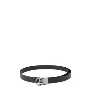 Giorgio Armani Pebbled-effect Buckled Belt - Black