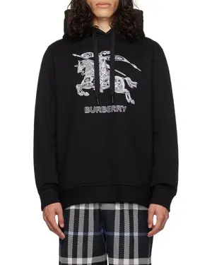 Burberry Equestrian Knight Logo Embroidered Drawstring Hoodie