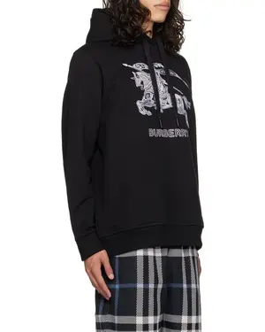 Burberry Equestrian Knight Logo Embroidered Drawstring Hoodie
