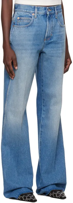 Gucci Logo Patch Wide-leg Jeans