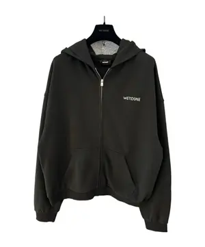 We11Done Zip Up Hooded Long Sleeve Hoodie - Black