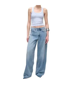 HAIKURE Faded Wide-leg Jeans - Blue