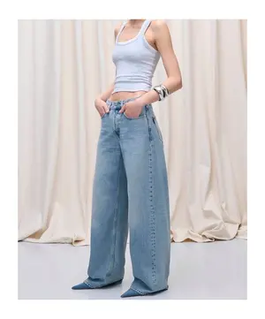 HAIKURE Faded Wide-leg Jeans - Blue