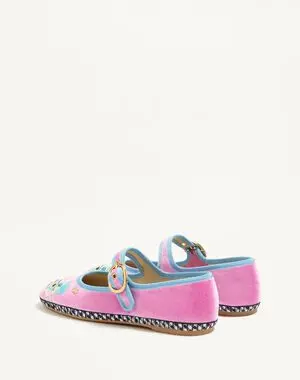 Valentino Garavani Le Chat De La Maison" Embroidered Velvet Ballerina Flats - Pink