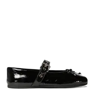 Miu Miu Polished Buckle Fastened Ballerinas - Black