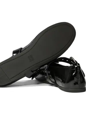 Miu Miu Polished Buckle Fastened Ballerinas - Black