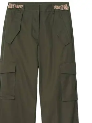 Burberry Check Trim Gabardine Cargo Trousers