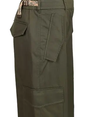 Burberry Check Trim Gabardine Cargo Trousers