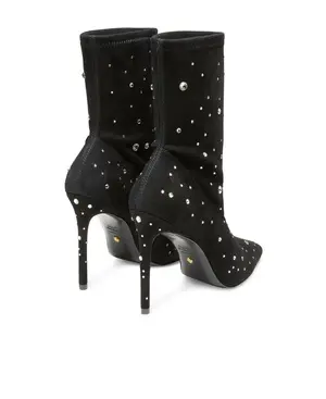 STUART WEITZMAN Cosmic Embellished Pointed-toe Boots - Black